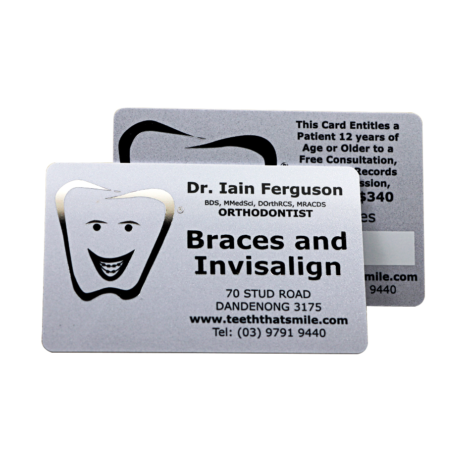 Custom Orthodontist Business Card With Silver Foil Stamping-Card ...